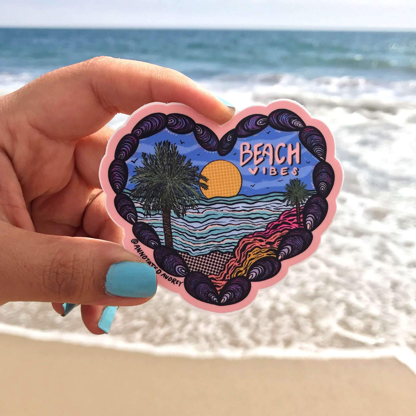 Beach Vibes Ocean Palm Tree Beach Vinyl Waterproof Sticker – ANNOTATED ...