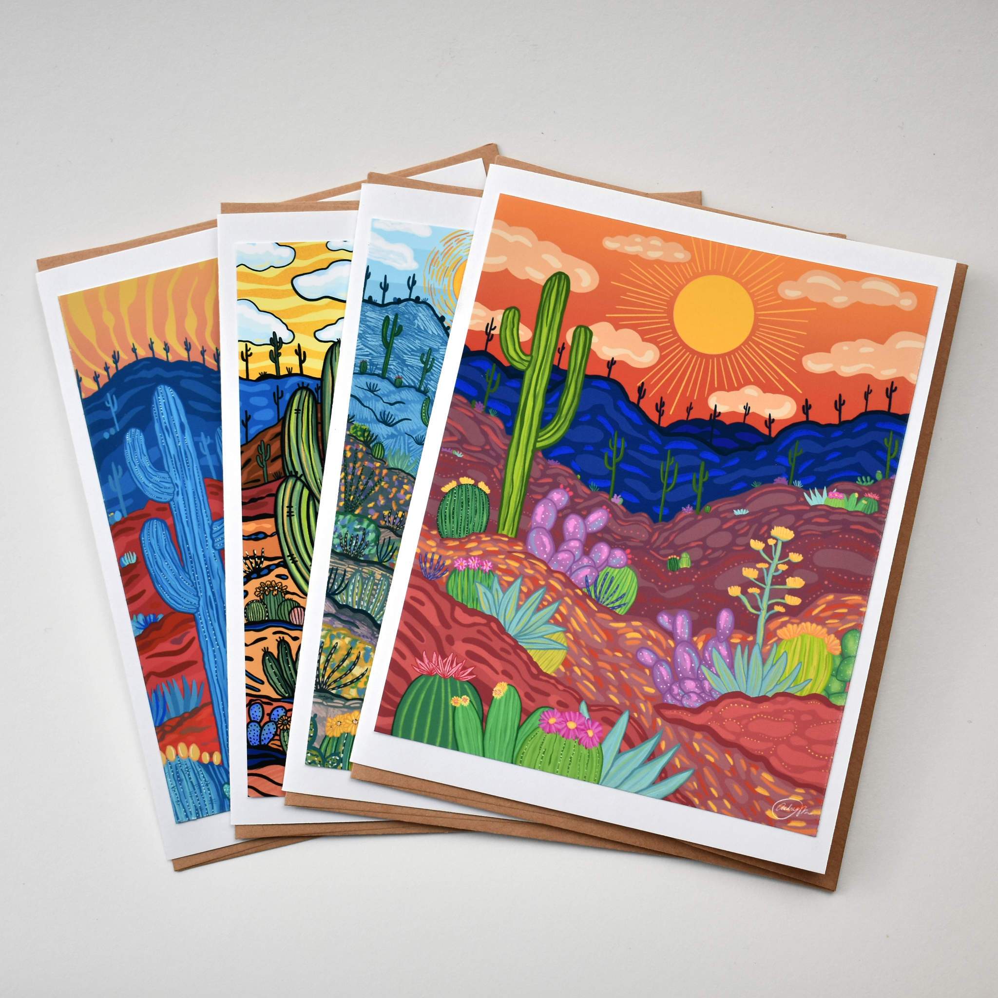 Daytime Scenes Card Set Featuring Arizona Inspired Saguaro Desert Art ...